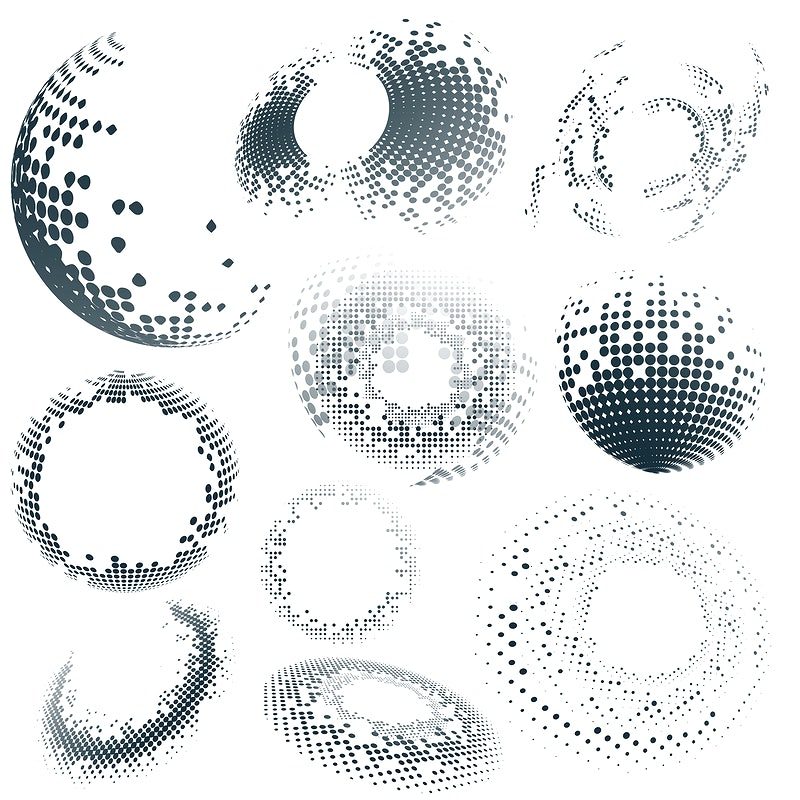 Abstract Round 3d Design Halftone Elements