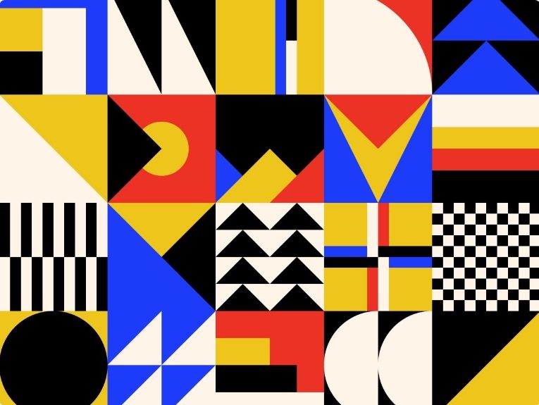Abstract Colorful Bauhaus Pattern Vector Design