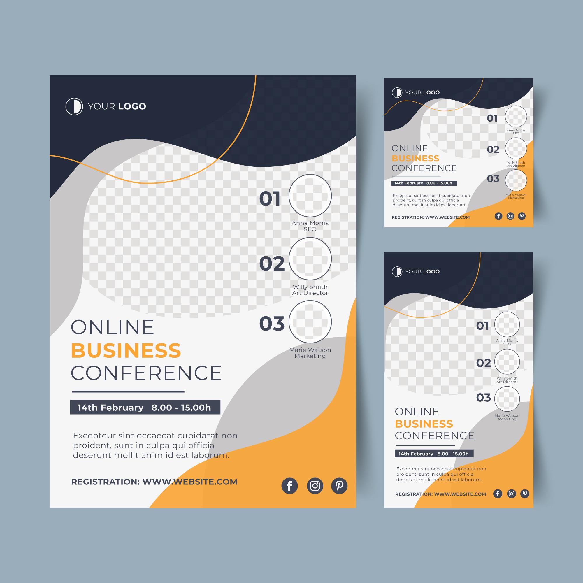 Webinar Flyer Template With Abstract Shapes Social Media