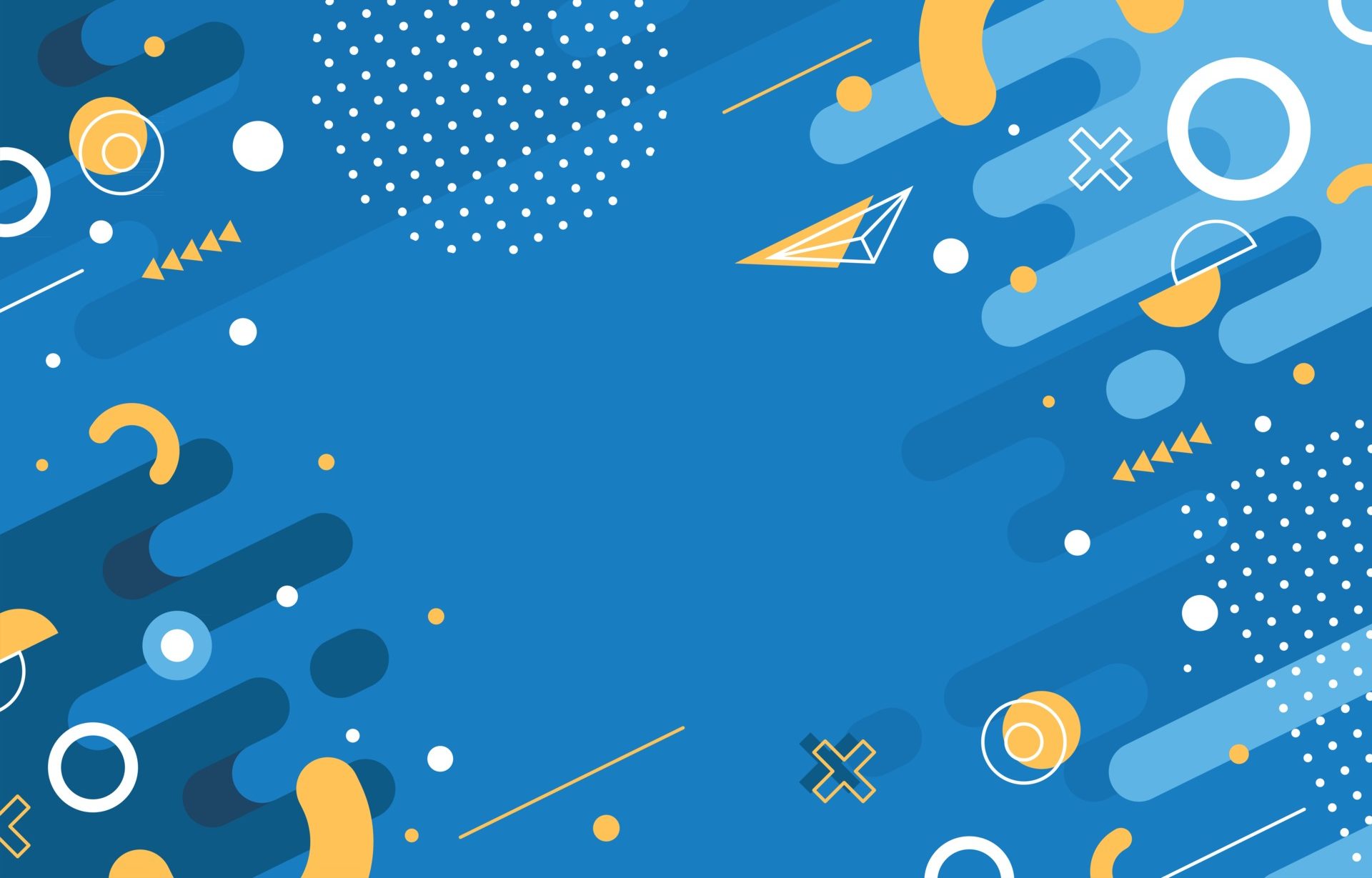 Modern Colorful Diagonal Liquid Geometric Shapes Isolated On Blue