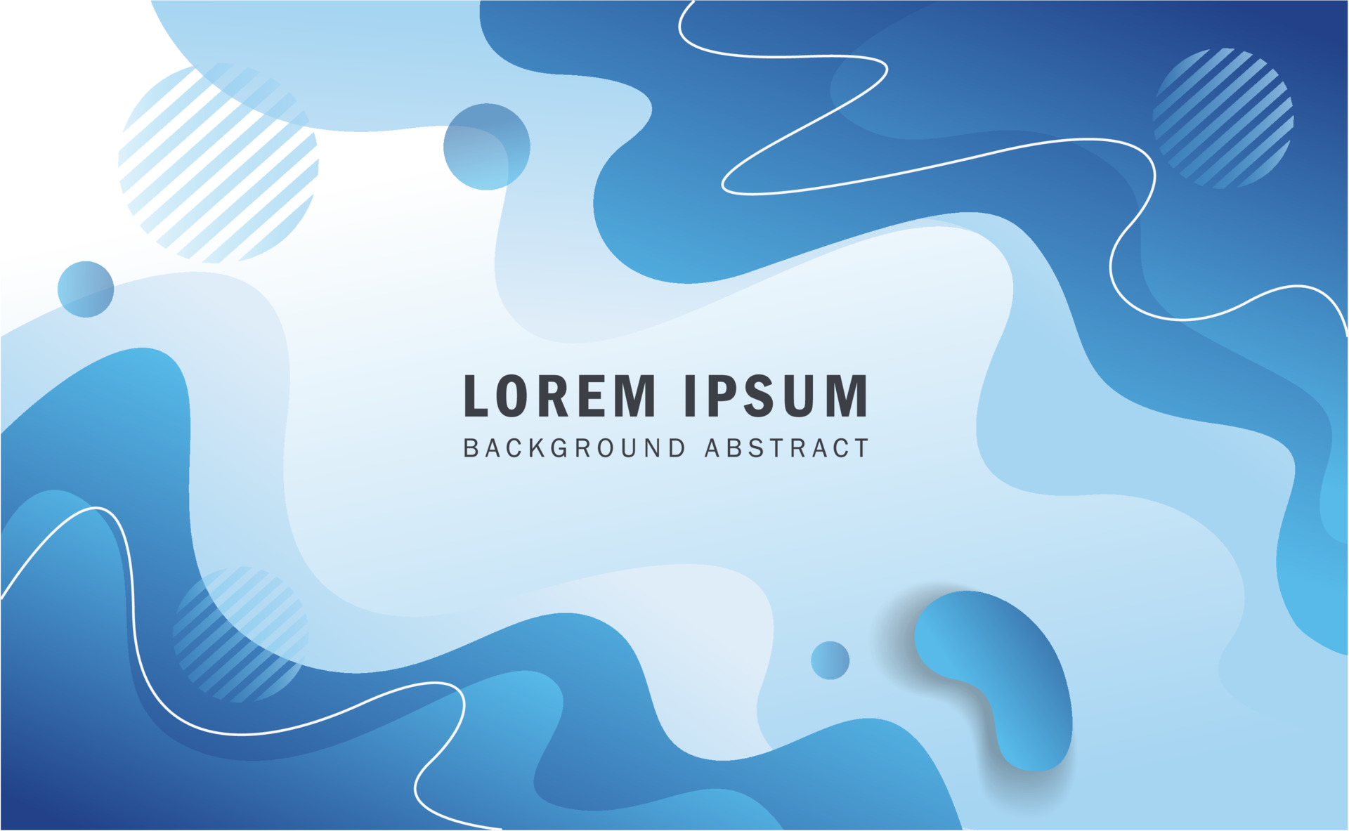 Blue Diagonal Waves With Geometric Shapes Fluid Design