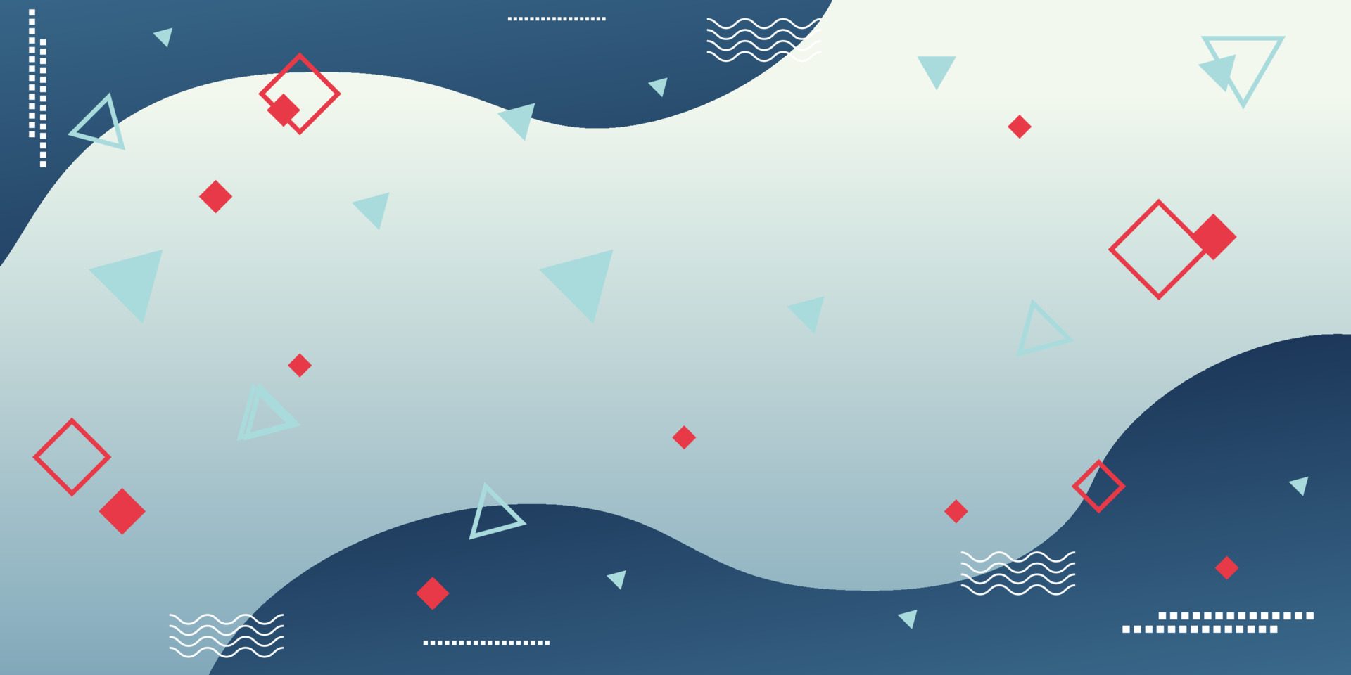 Blue Waves With Geometric Elements Design