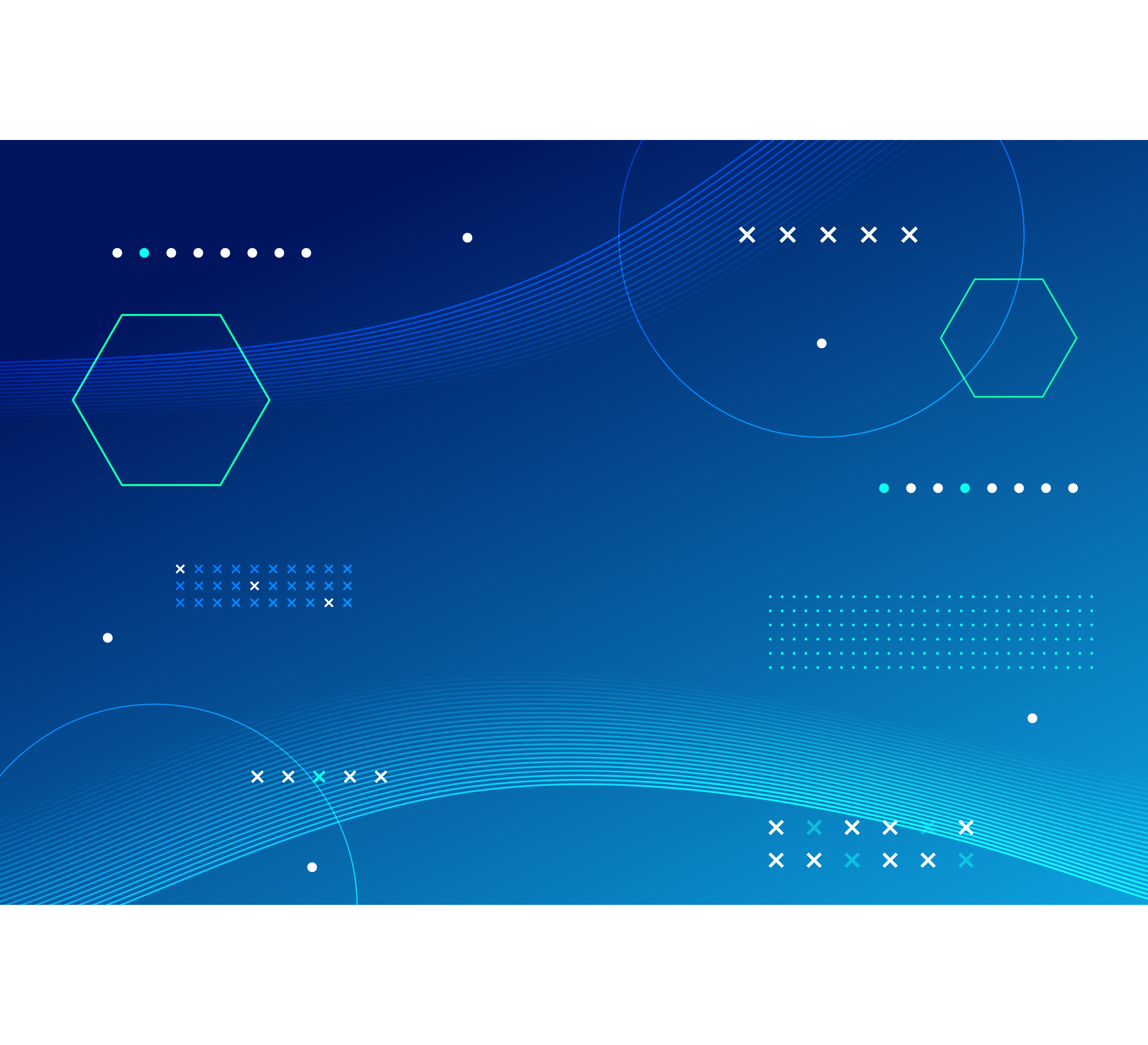 Deep Blue Color Banner With Waves And Shapes