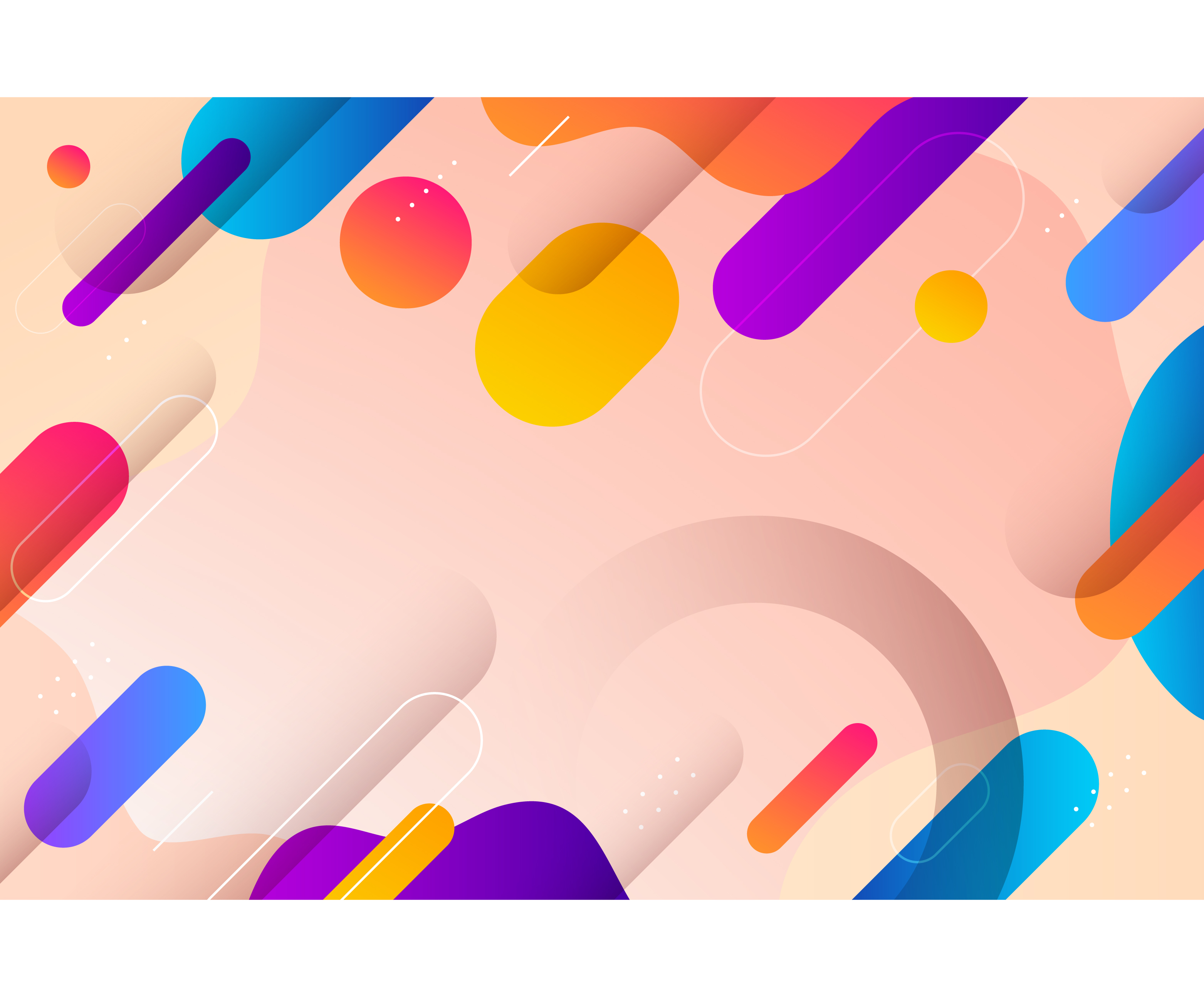 Beige Color Poster With Diagonal Multicolored Lines And Circles