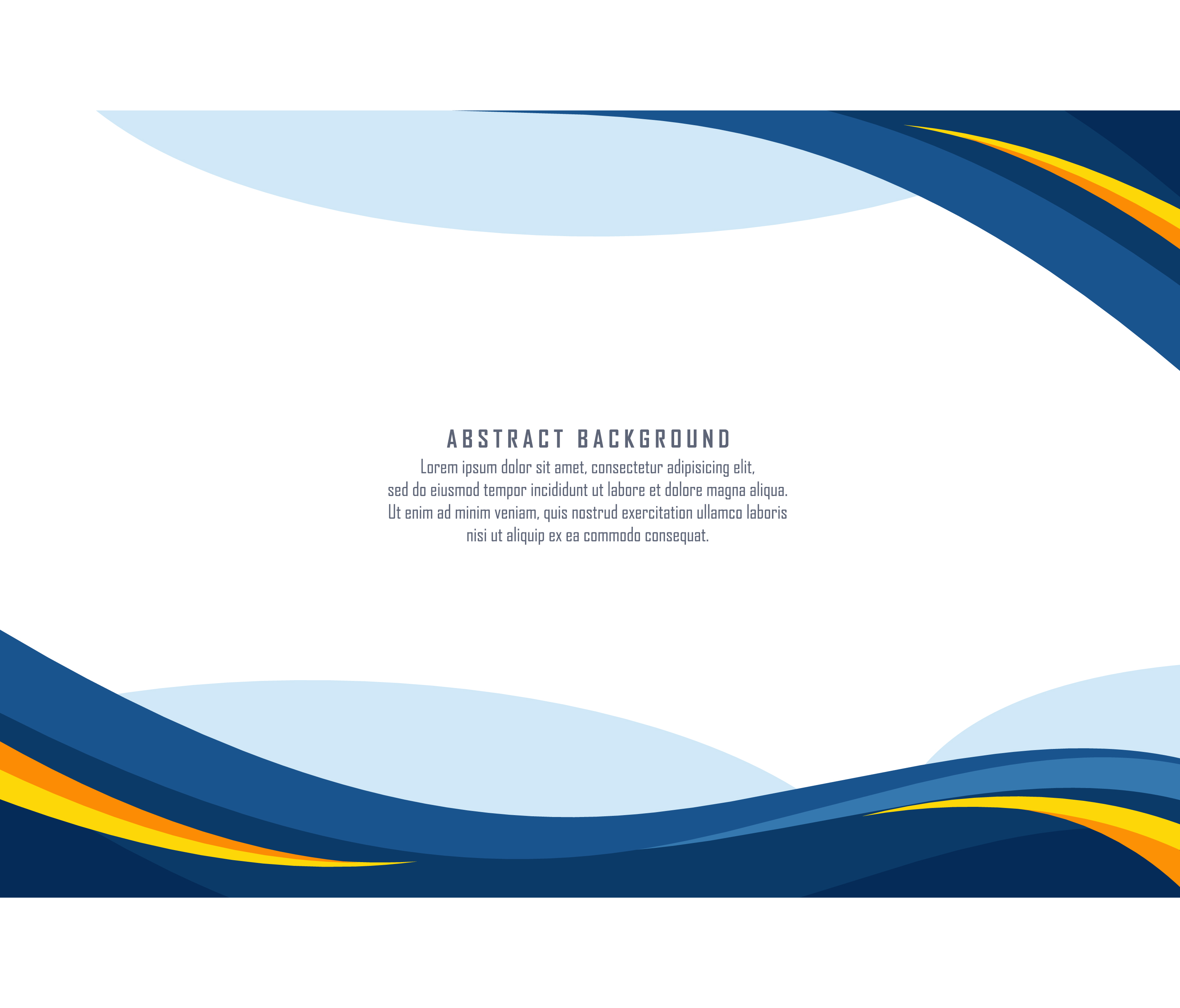 Brochure Business Design With Blue & Yellow Waves Free Vector