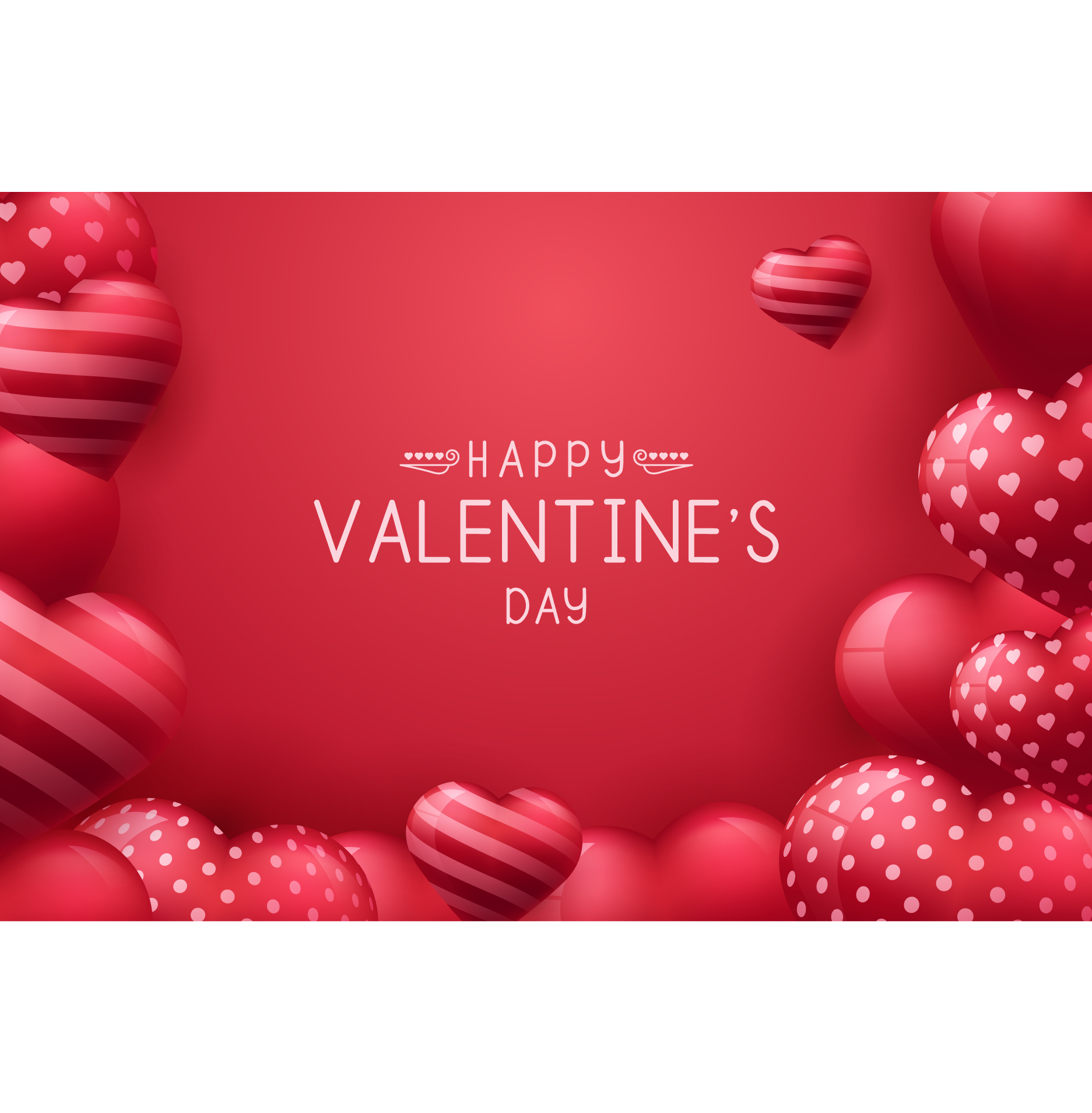 Happy 14th February Scarlet Design With 3D Red Hearts Free