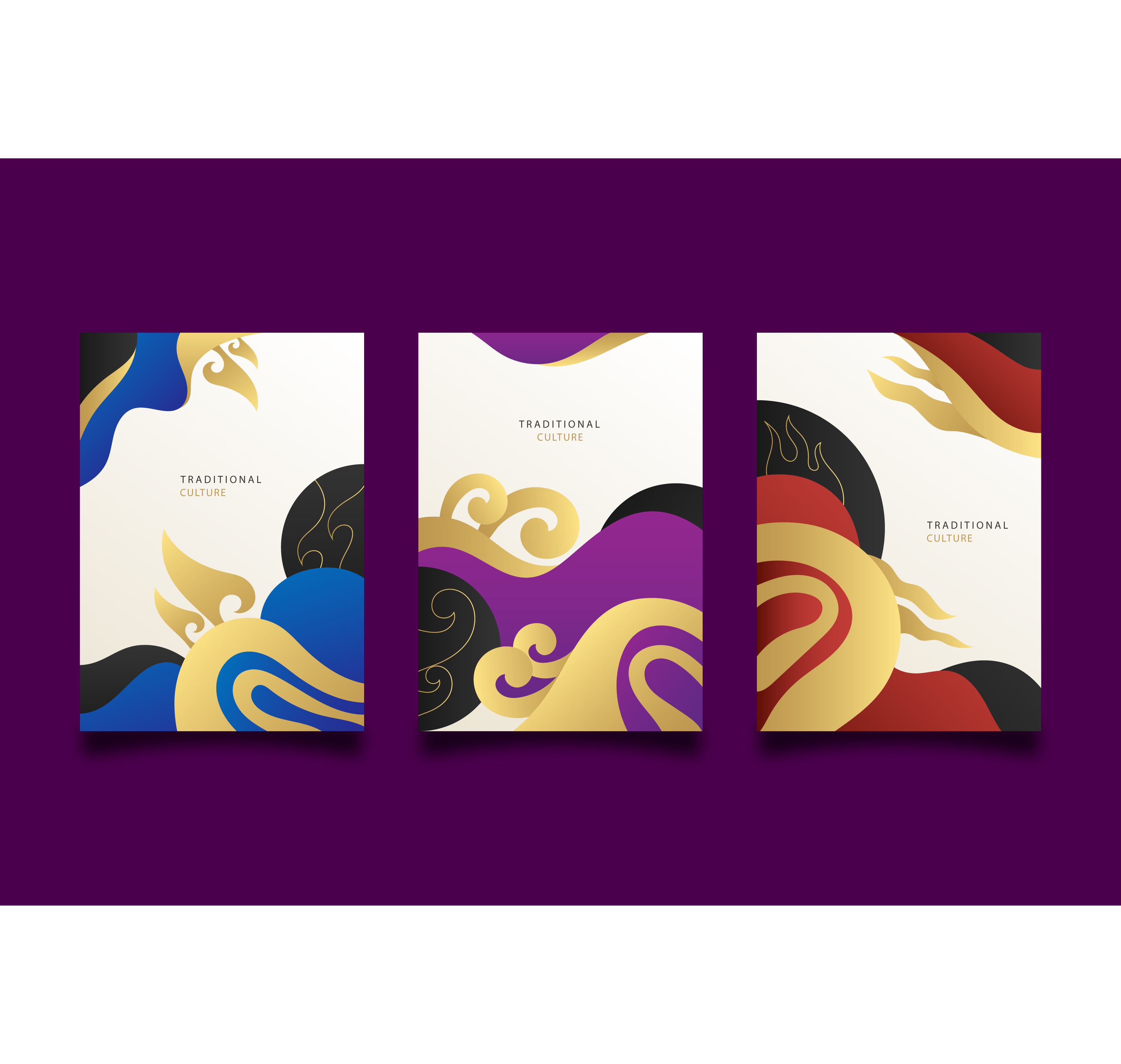 China Design Hand Drawn Wave Banners Set Free Vector
